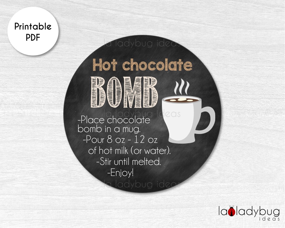 Hot Chocolate Bomb Tag. Hot Cocoa Bomb Instructions Card. - Etsy