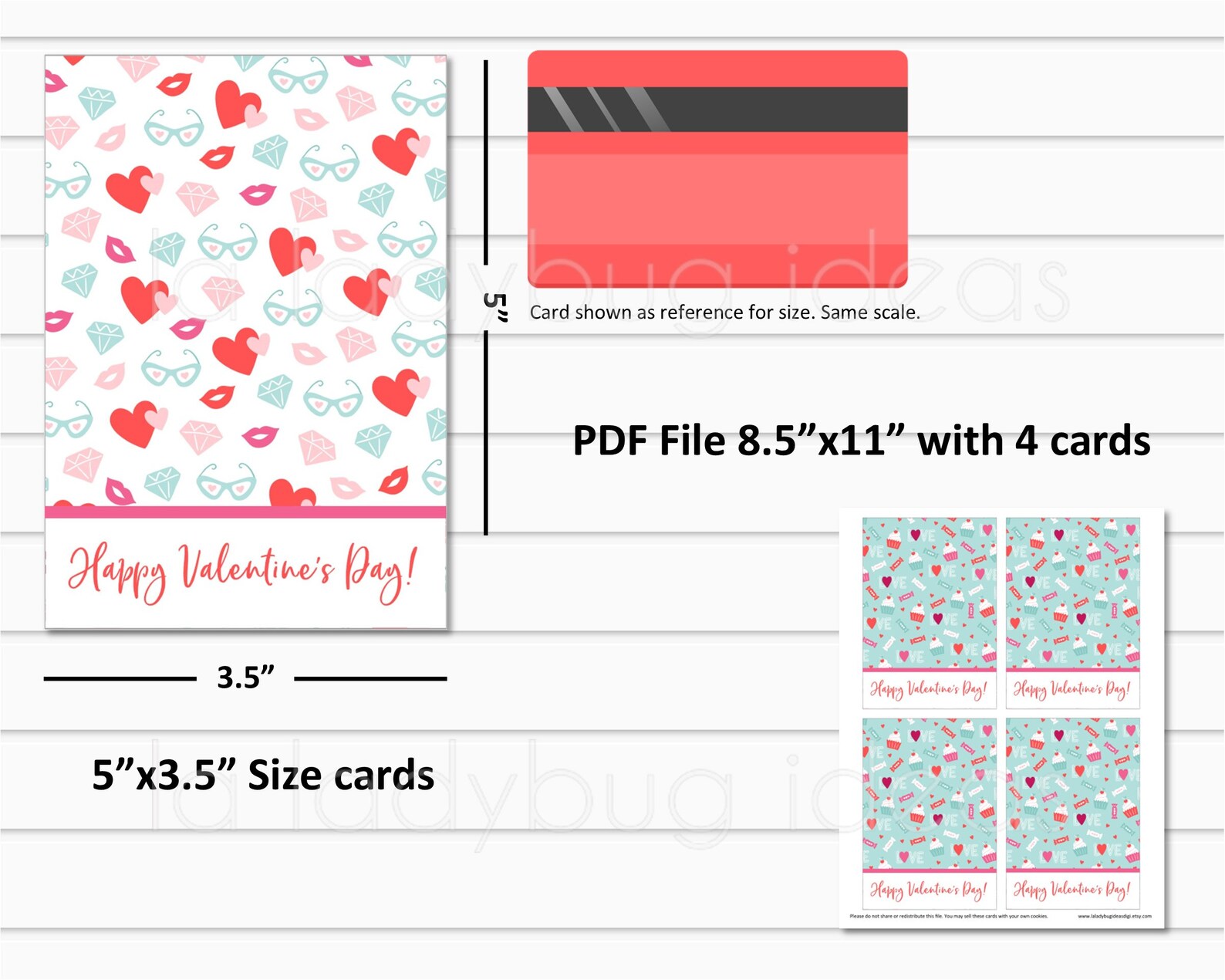 Valentine's Day Cookie Card. Happy Valentines Day Mini Card for Cookies ...