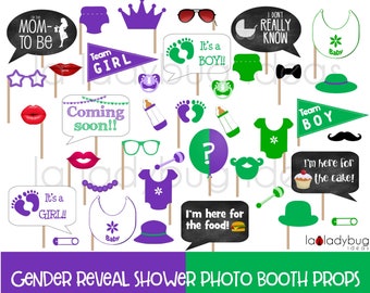 Gender Reveal Baby Shower Photo Booth Props. Printable Baby | Etsy