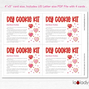 Printable Card for Valentines DIY Cookie Kit Instructions. Printable ...