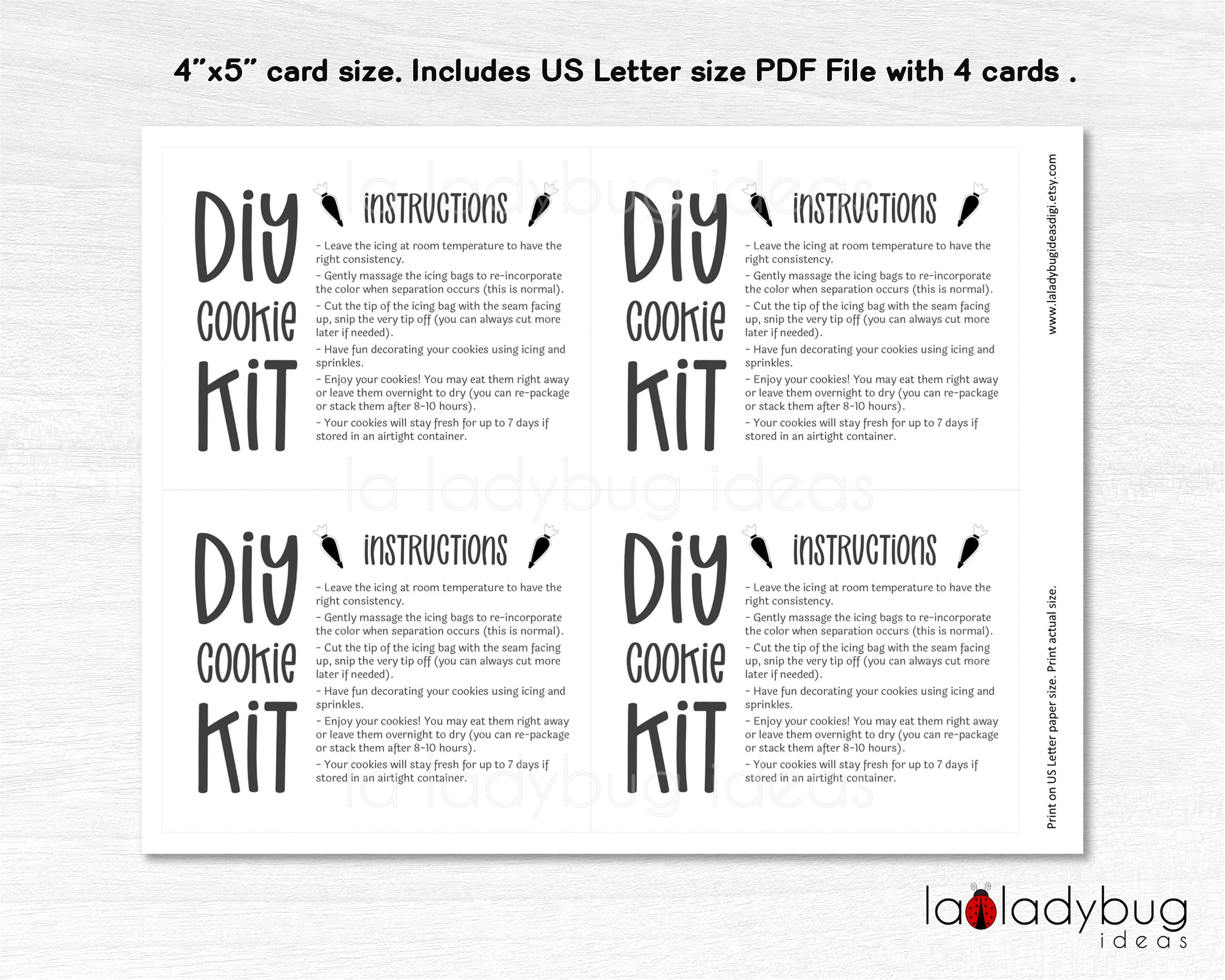 DIY Cookie Kit Instructions Card: Printable Guide (PDF) - Etsy