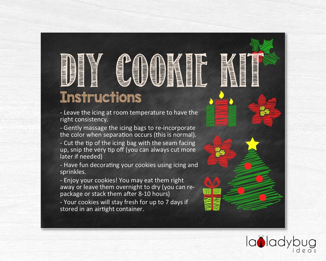 Printable Christmas Card for DIY Cookie Kit Instructions. Printable ...