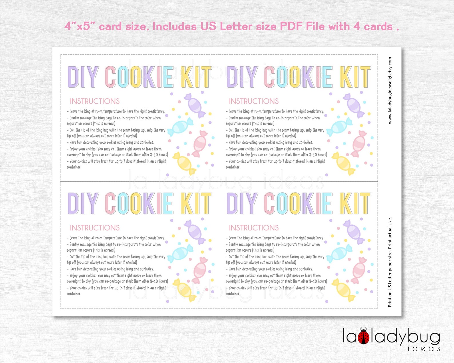 DIY Cookie Kit Instructions. Printable Instructions Card for - Etsy
