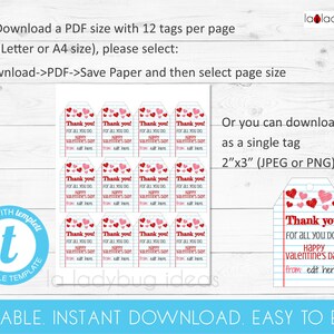 Editable Valentine's Day Gift Tags. Printable Valentines Day Tags for ...