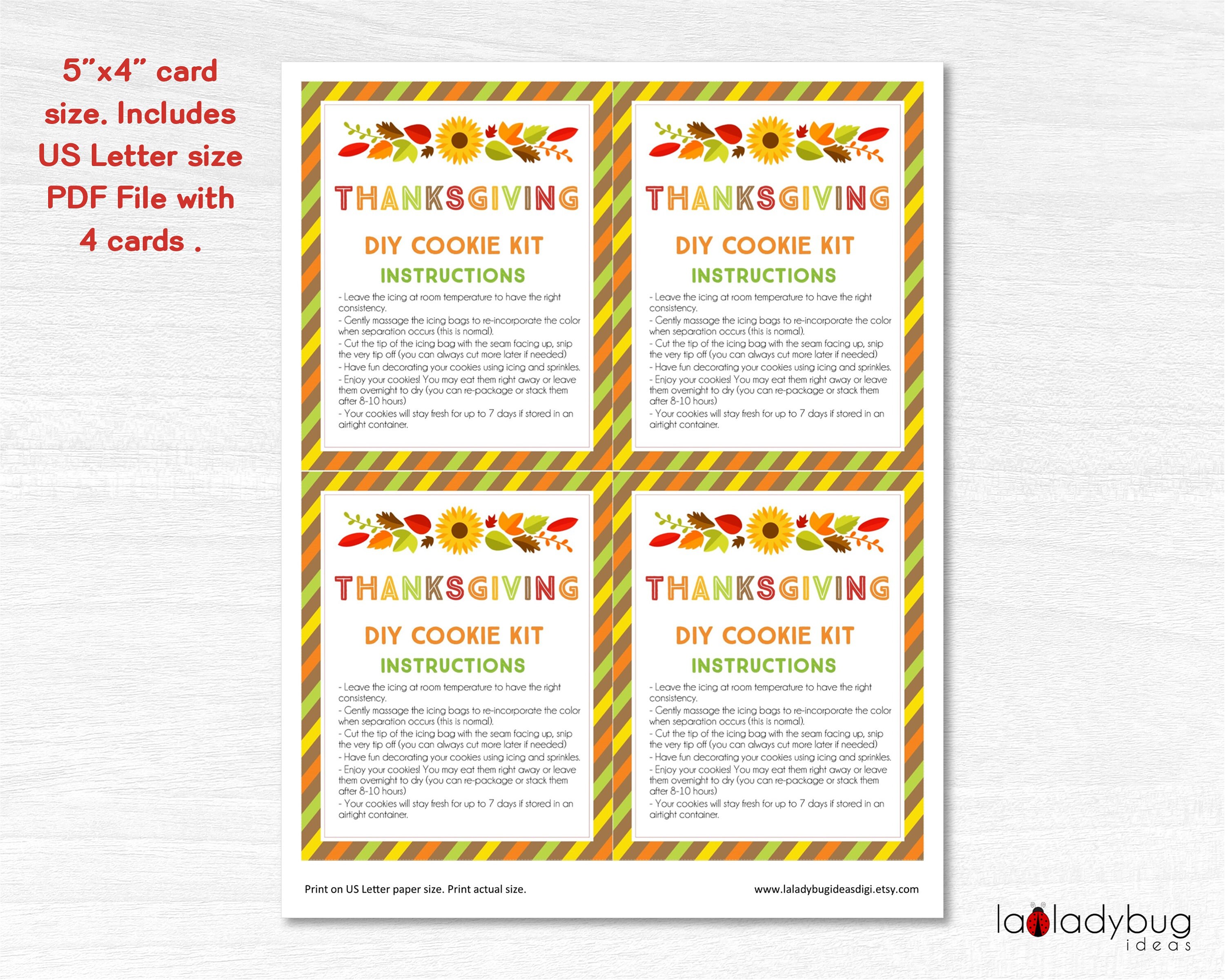 Thanksgiving DIY Cookie Kit Printable Card. Thanksgiving Cookie Kit ...