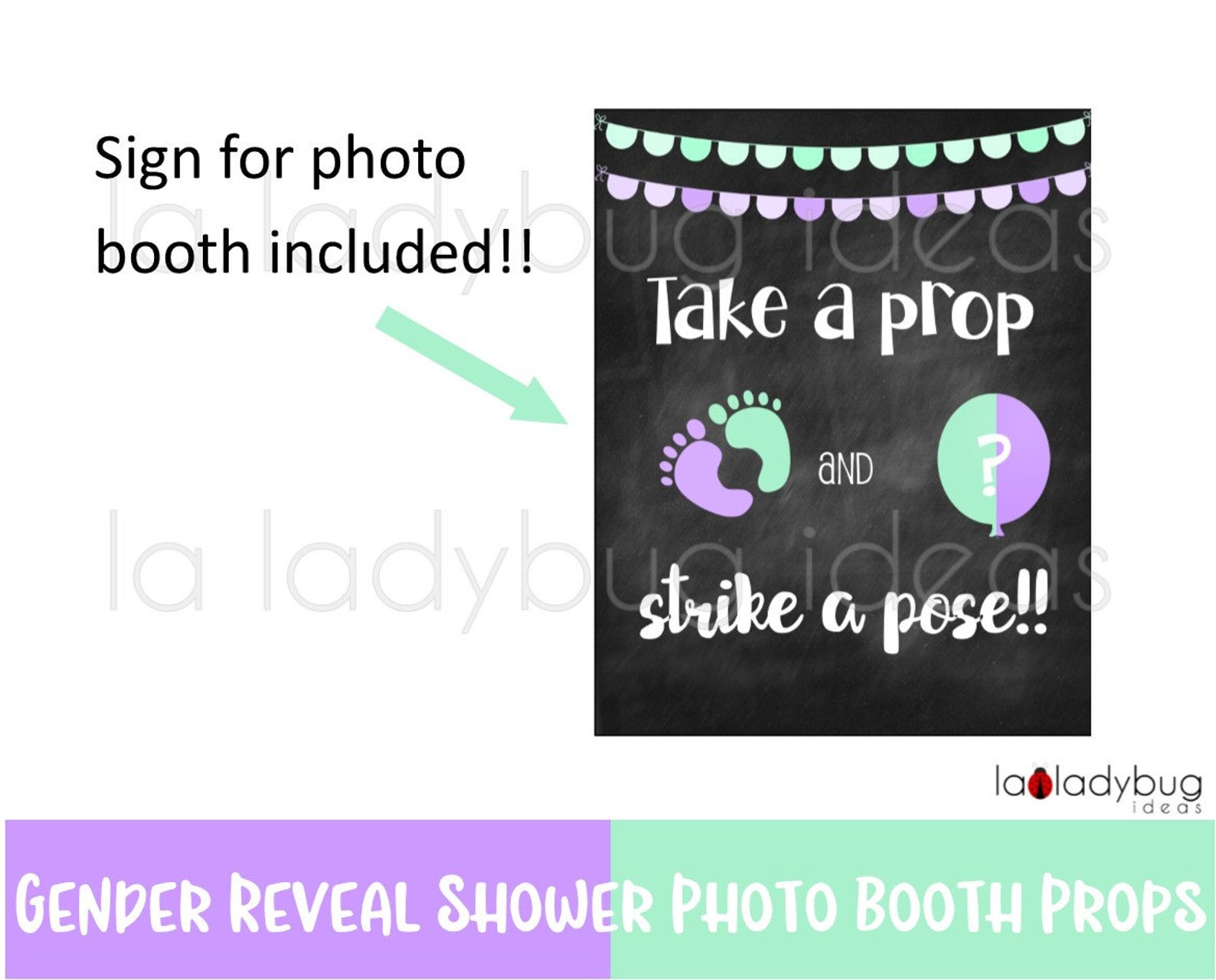 Gender Reveal Baby Shower Photo Booth Props. Lavender and | Etsy