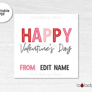 Printable Valentines Tags. Printable Valentines Day Gift Tags. Editable ...