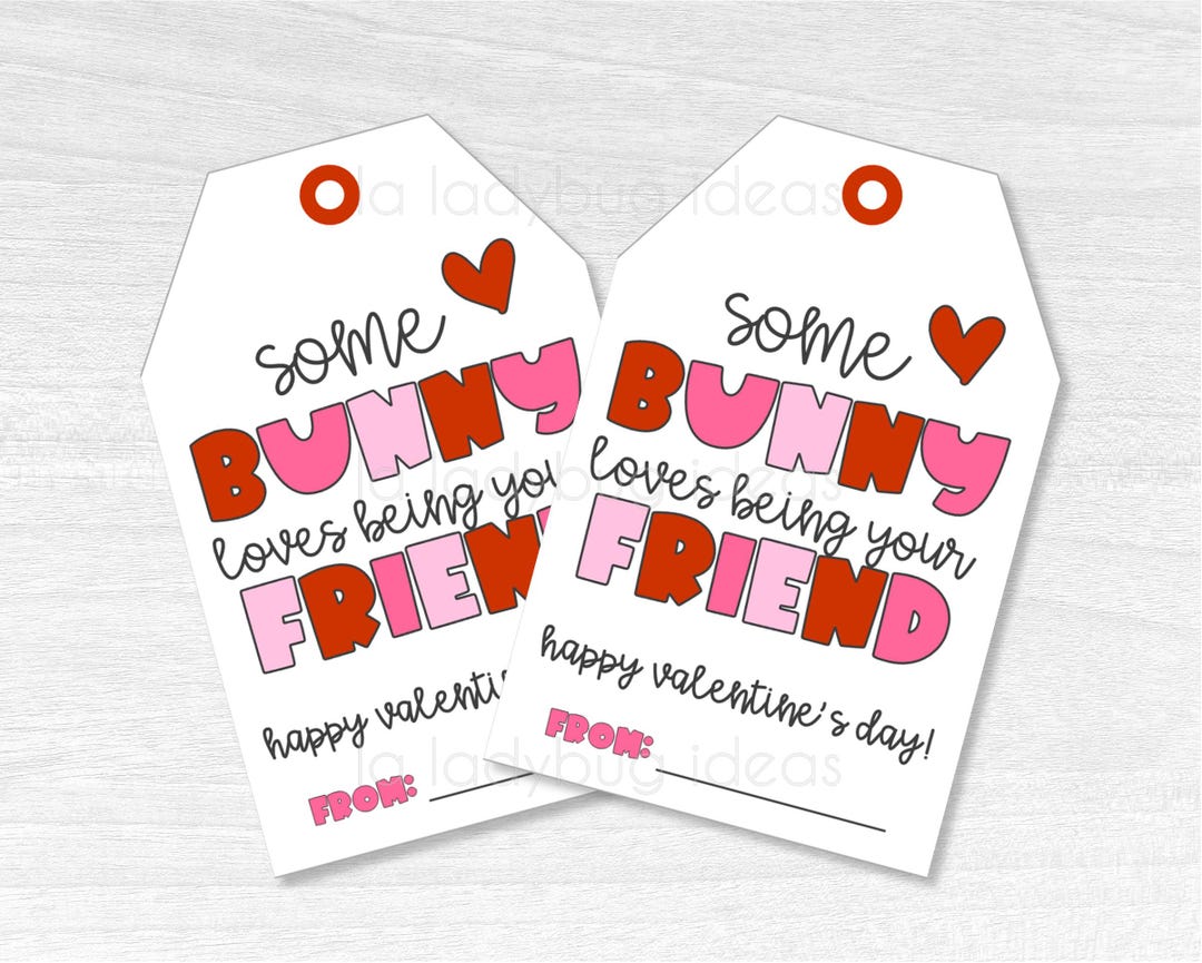 Bunny Valentine's Day Gift Tags, Printable PDF, Instant Download - Etsy