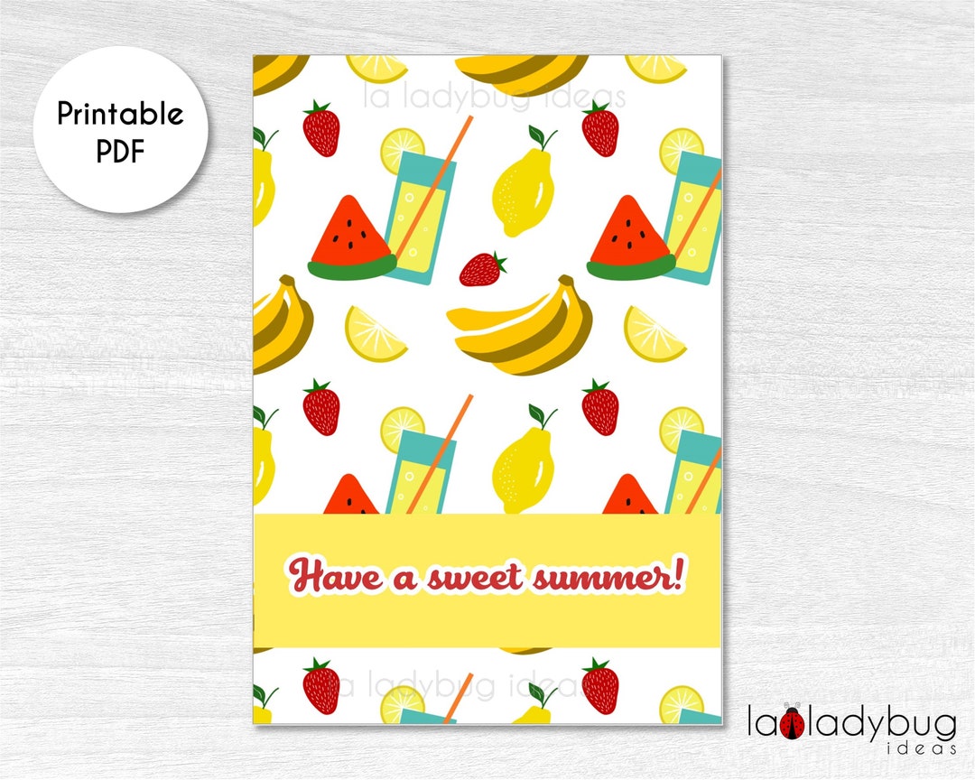 Printable Cookie Card. Summer Card for Cookies. Digital Cookie Treat ...