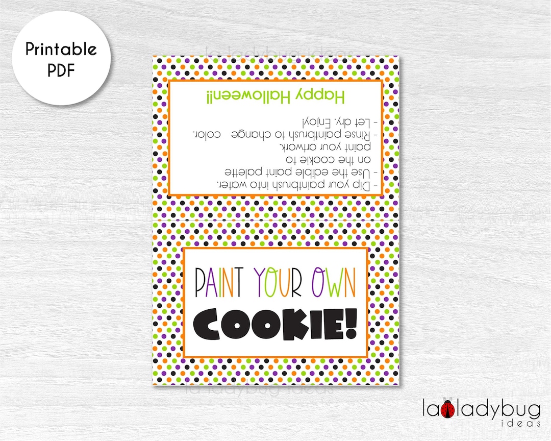 Halloween Paint Your Own Cookie Bag Topper & Directions (PDF) - Etsy