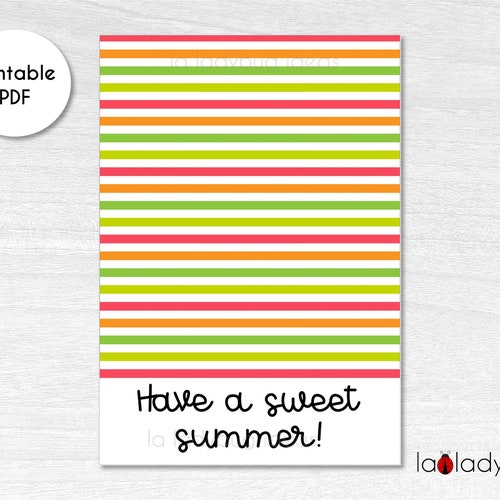 Printable Cookie Card. Summer Card for Cookies. Digital Cookie - Etsy