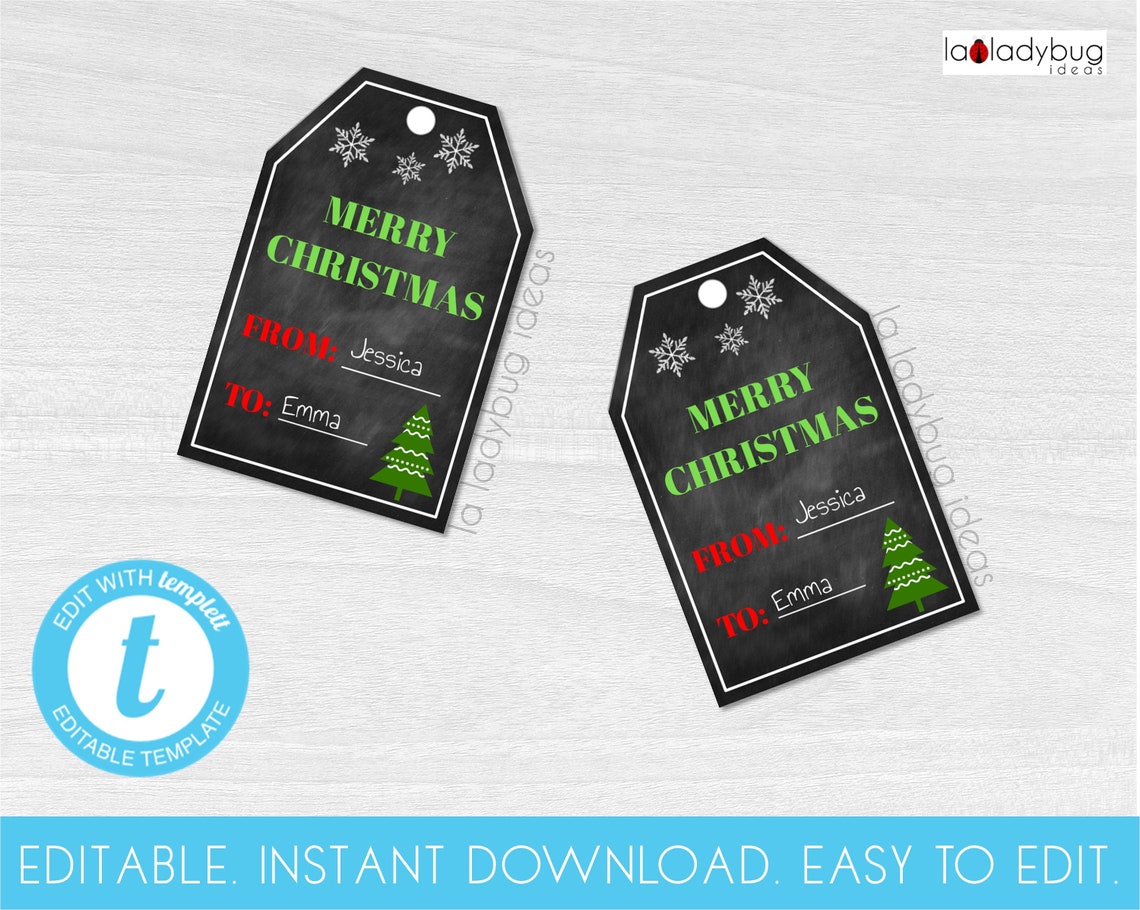 Editable Christmas Gift Tags. Printable Merry Christmas Tags. | Etsy
