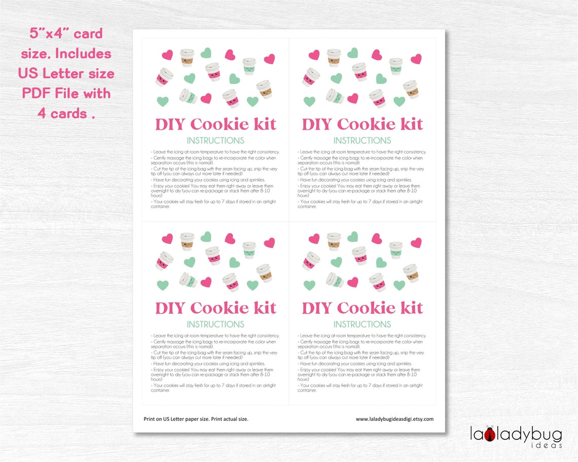 Printable Card for DIY Cookie Kit Instructions. Printable - Etsy