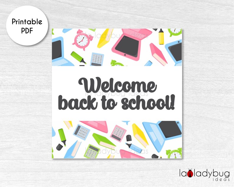 Printable Cookie Square tag. welcome Back to school square | Etsy