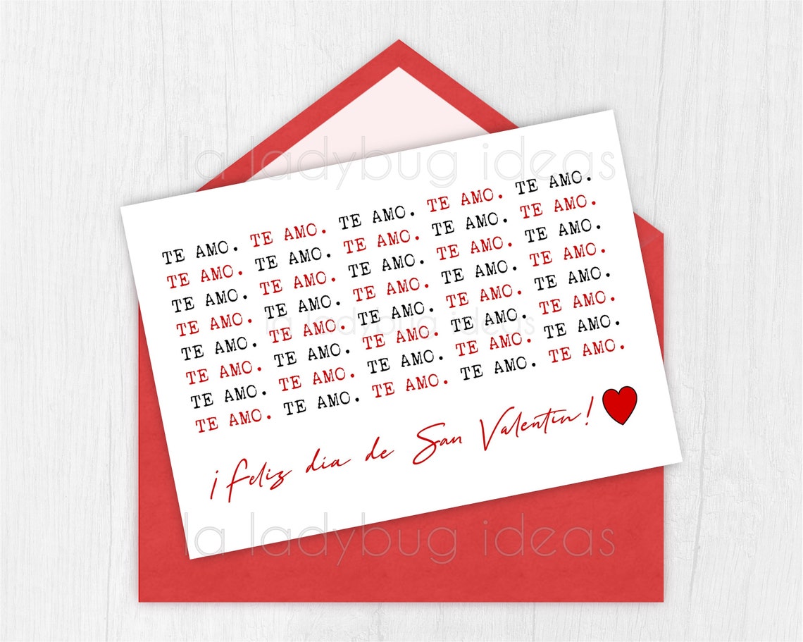 Tarjeta De San Valentin Para Imprimir. Feliz Dia De San | Etsy