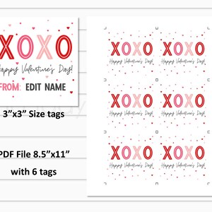 Printable Valentines Tags. Printable Valentines Day Gift Tags. Editable ...