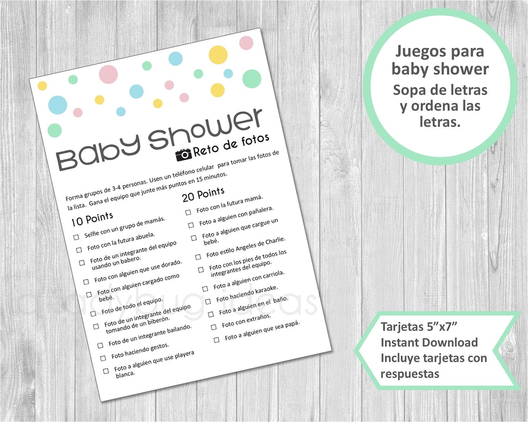 Reto De Fotos. Juegos Para Baby Shower Para Imprimir. Reto De Fotos ...