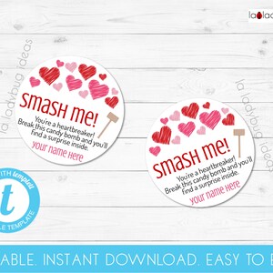 Valentines Day Gift Tags EDITABLE. Breakable Heart. Printable Valentine ...