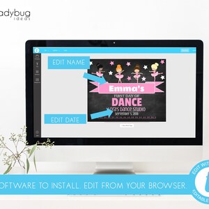 Editable First Day of Dance Sign. Printable First Day of Ballet ...