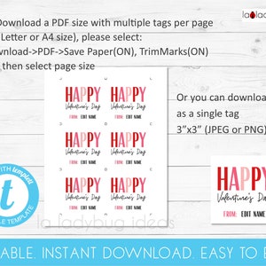 Printable Valentines Day Gift Tags. Editable Valentines Day Gift Tags ...