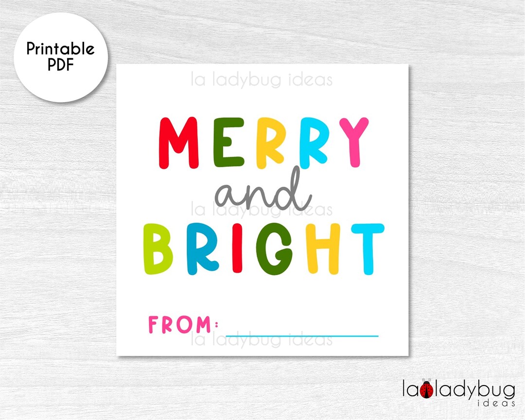Merry and Bright Tags. Christmas Cookie Card Tags. Printable Cookie ...