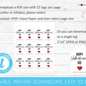 Editable Valentines Day Gift Tags. Printable Valentines Day Tags ...