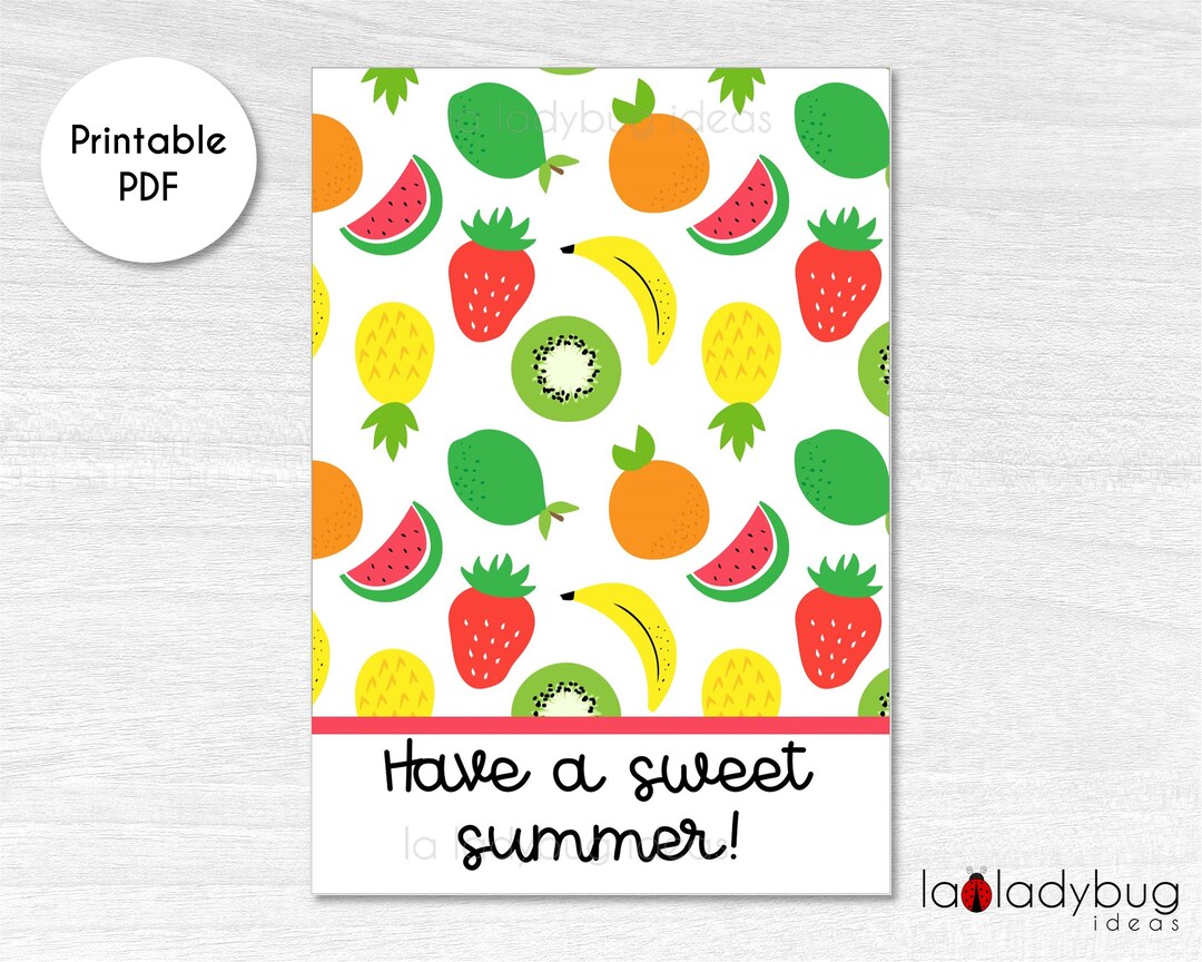 Printable Mini Cookie Card. Summer Card for Cookies. Digital Cookie ...