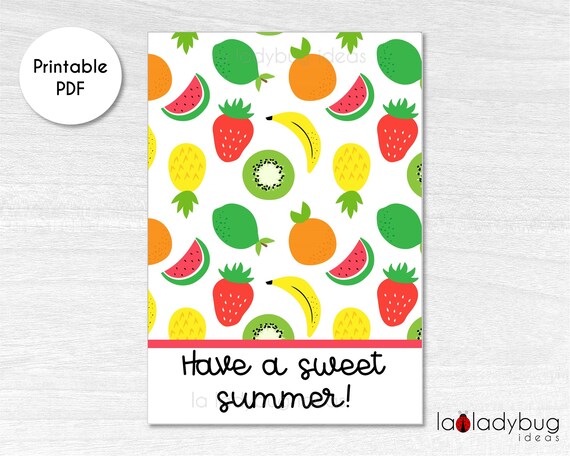 Printable Mini Cookie Card. Summer Card for Cookies. Digital | Etsy