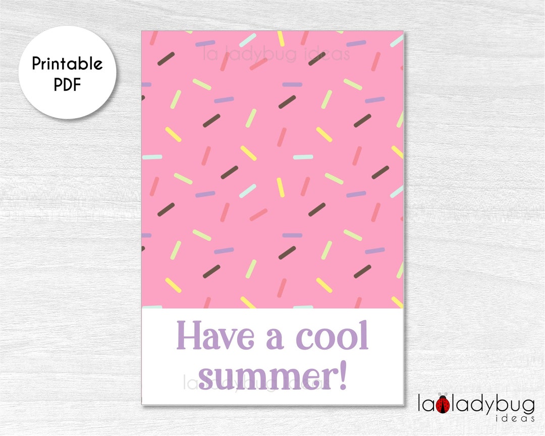 Sprinkles Printable Cookie Card. Summer Card for Cookies. Digital ...