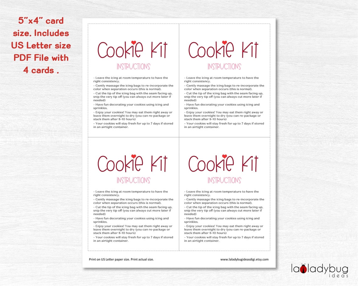 Valentine's Day DIY Cookie Kit Instructions. Valentine DIY Cookie Kit ...
