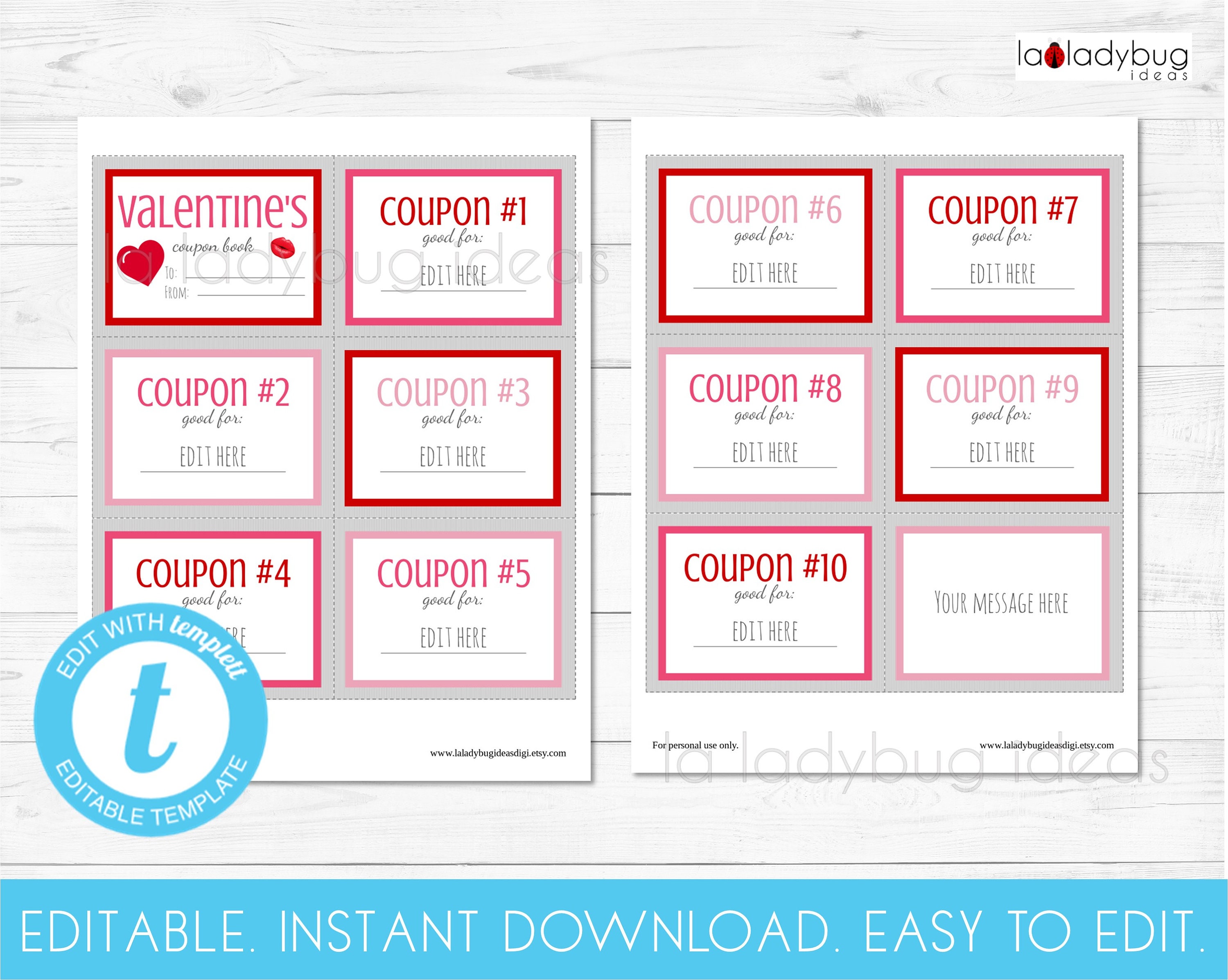 Editable Valentine's coupon book. Printable coupon book. | Etsy