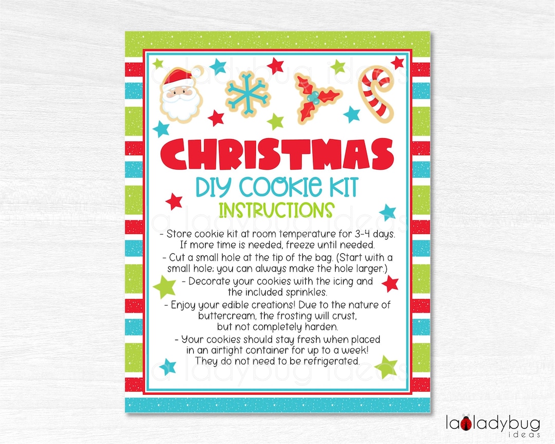 Christmas DIY Cookie Kit Instructions Card (printable) for Buttercream ...