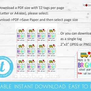 Editable Welcome Back to School Gift Tags. Back to School - Etsy