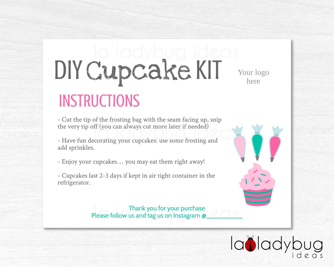 DIY Cupcake Kit Instructions Card, Editable Template (PDF) - Etsy