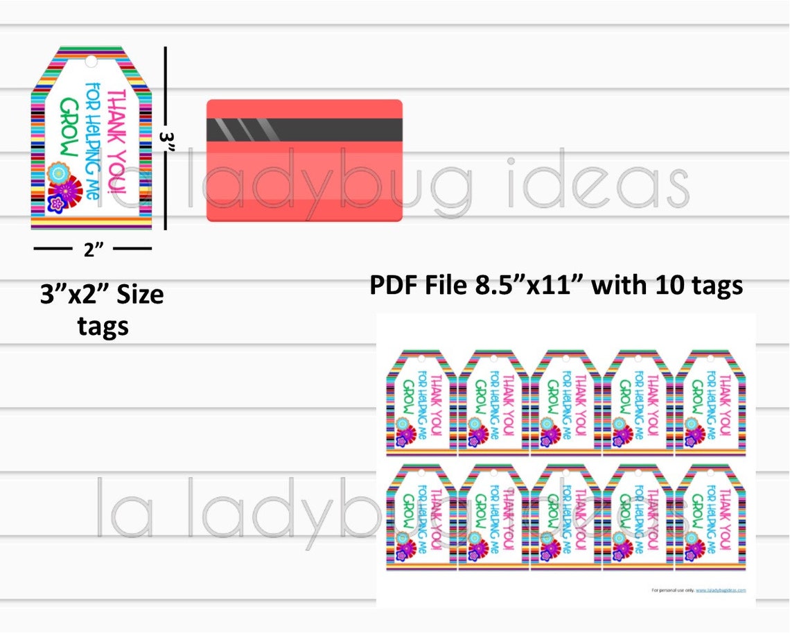 Thank you Teacher Gift Tags. Thank you for helping me grow. | Etsy