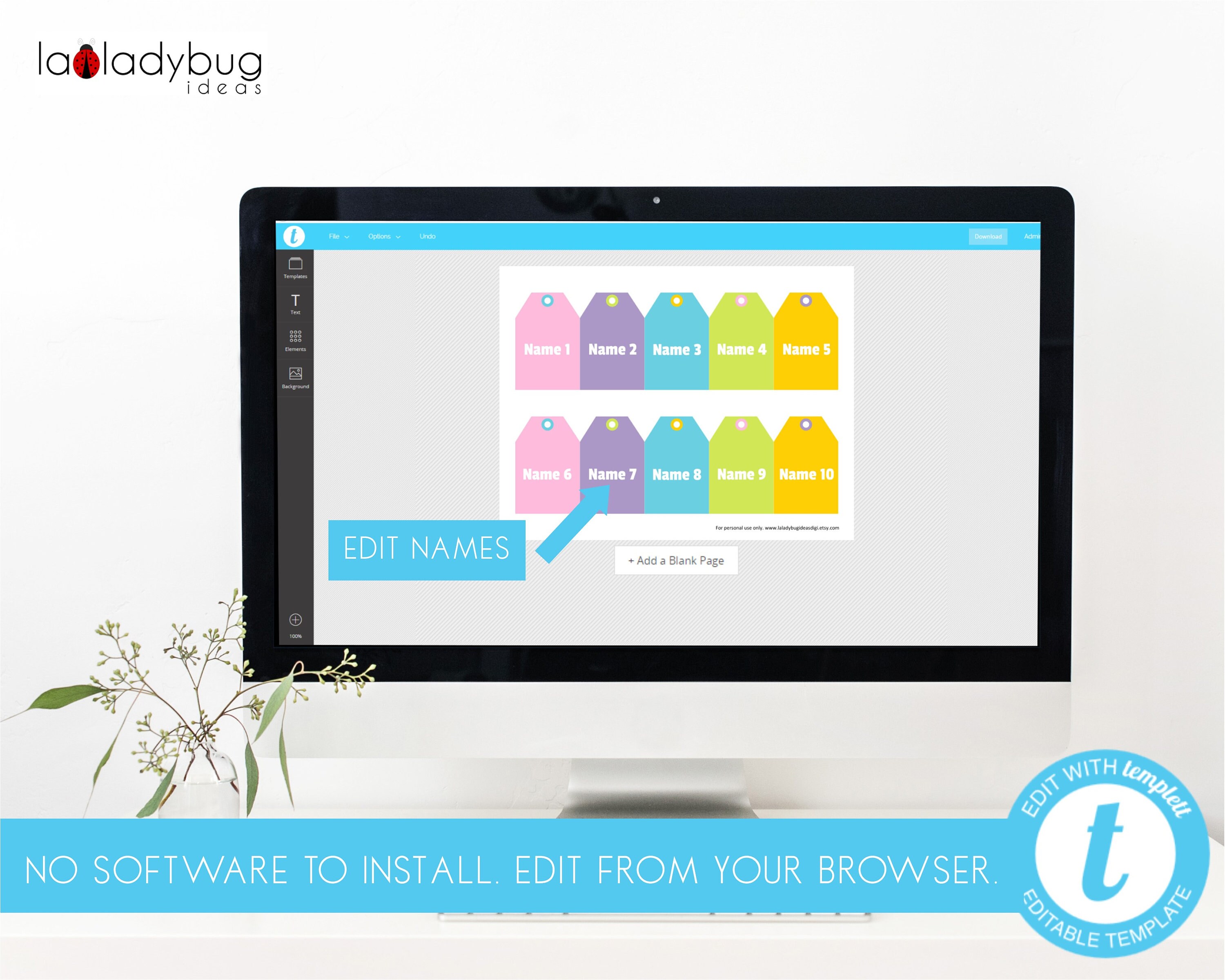 Editable Easter name tags. Printable Easter basket tags. | Etsy