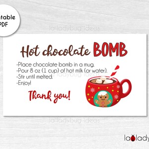 Hot Chocolate Bomb Business Card Size. Hot Cocoa Bomb Instructions Card ...