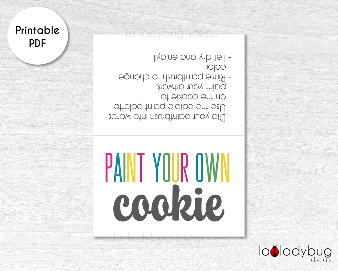 Paint Your Own Cookie Bag Topper. Paint Your Own Cookie Directions Card ...