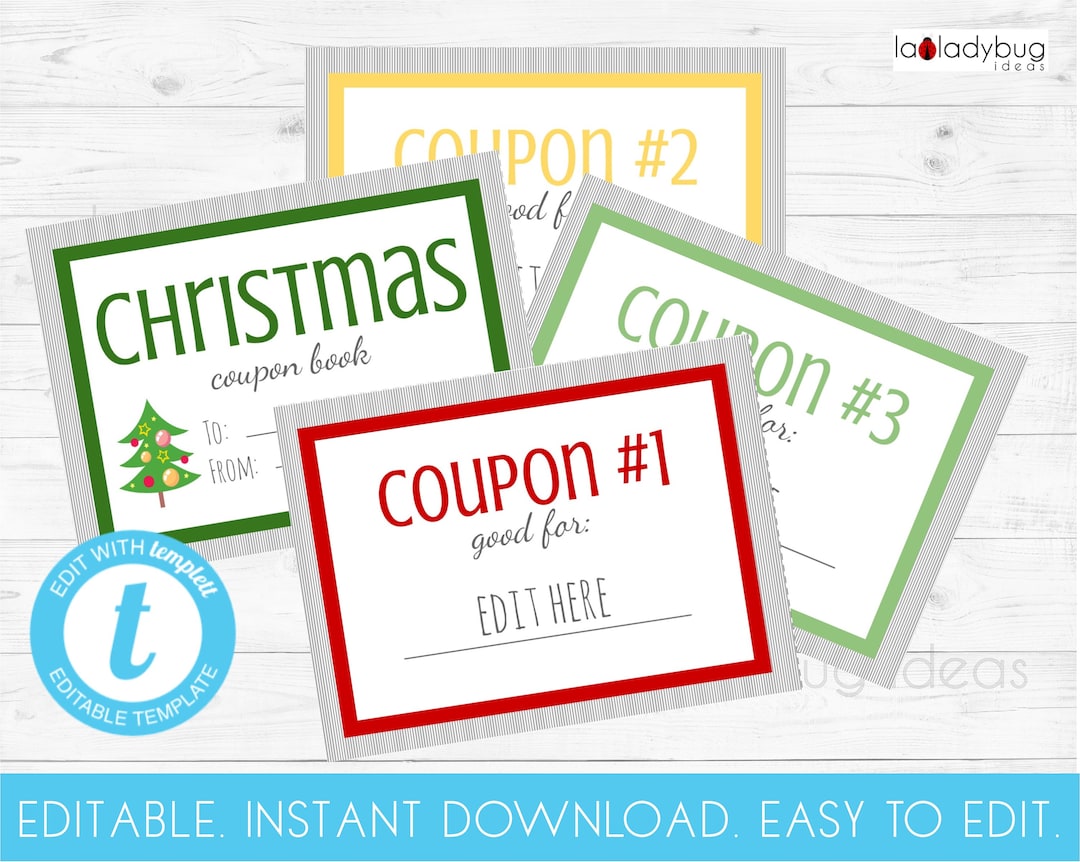 Editable Christmas Coupon Book. Printable Coupon Book. Editable and ...
