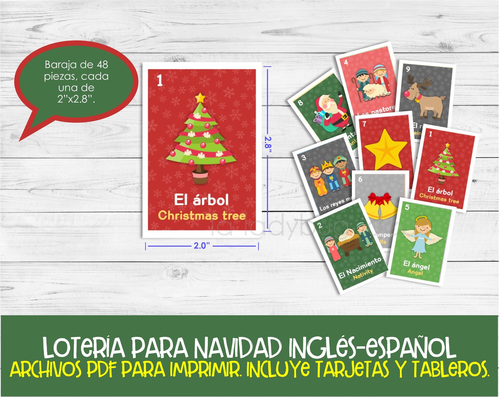 Lotería Navidad Ingles Y Español. Juego Para Navidad. PDF Para Imprimir ...