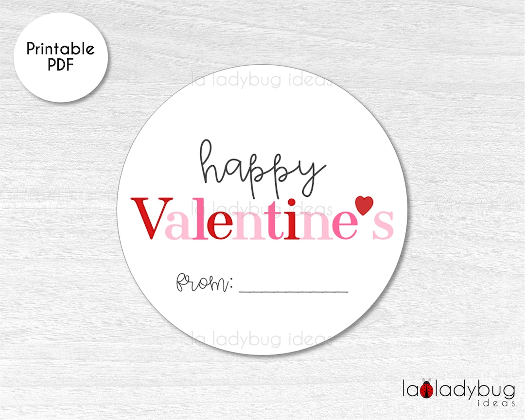 Happy Valentine's Day Tag: Printable Stickers (PDF) - Etsy