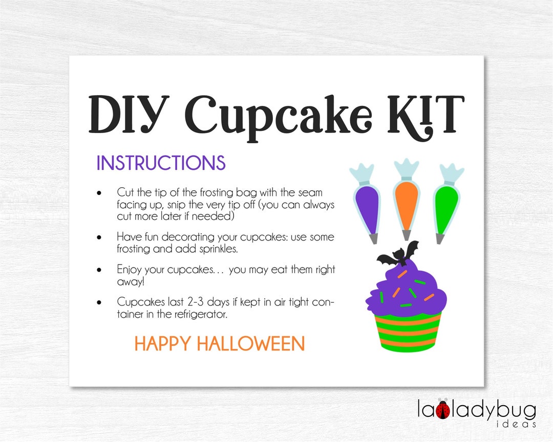 Halloween DIY Cupcake Kit Printable Card. Halloween Cupcake Kit ...