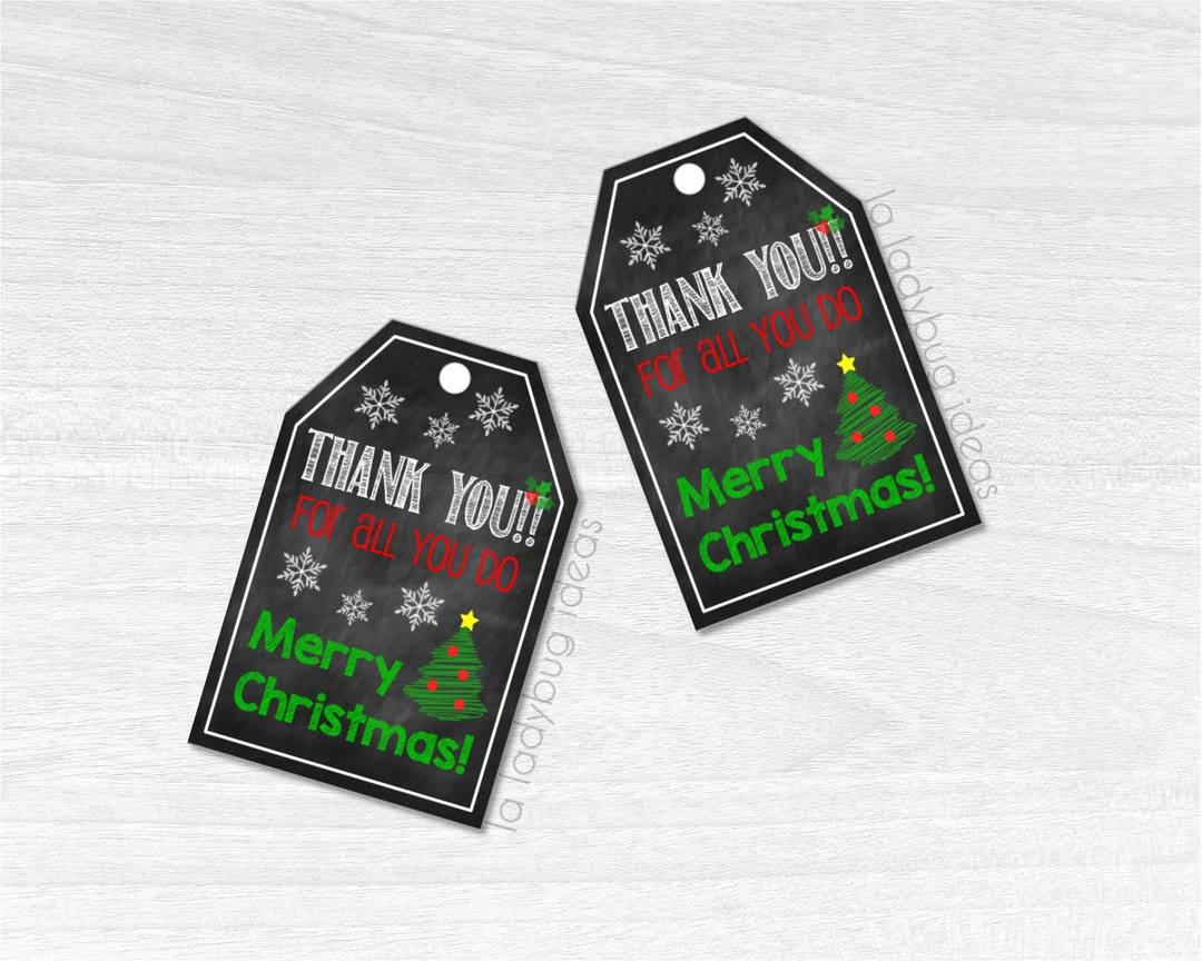 Thank You Teacher and Christmas Gift Tags. Merry Christmas Gift Tags ...