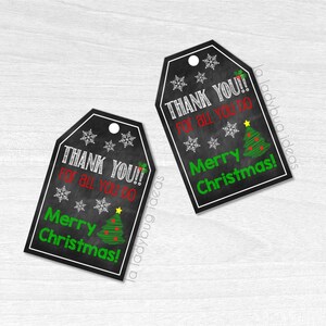 Thank You Teacher and Christmas Gift Tags. Merry Christmas Gift Tags ...
