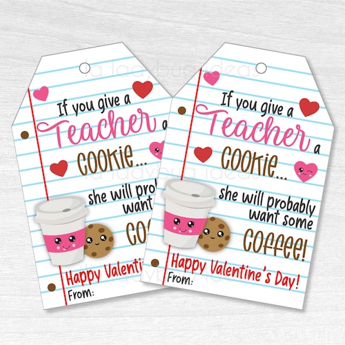 Valentines Gift Tag Teacher. Printable Teacher Gift Tags. - Etsy
