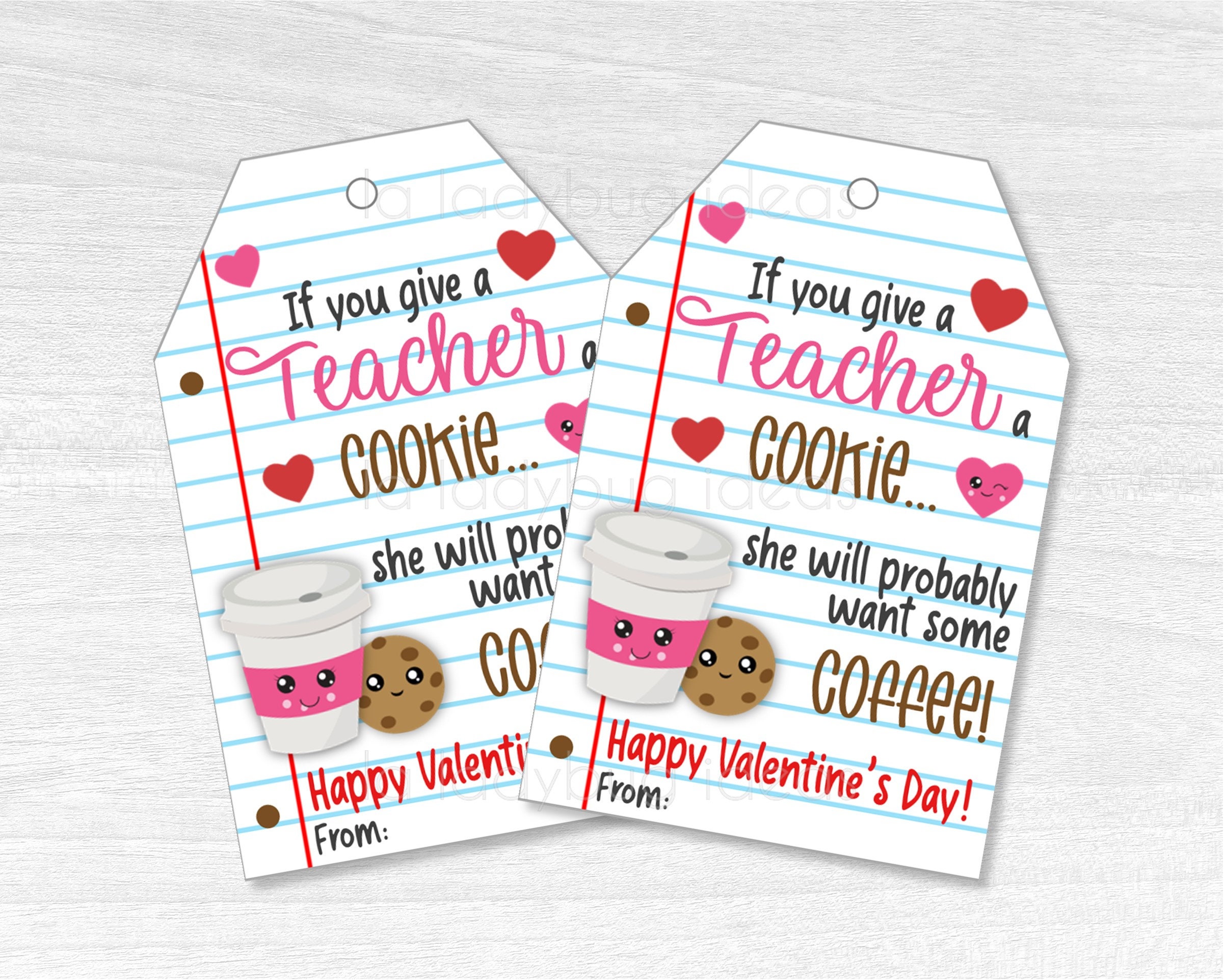 Valentines Gift Tag Teacher. Printable Teacher Gift Tags. | Etsy