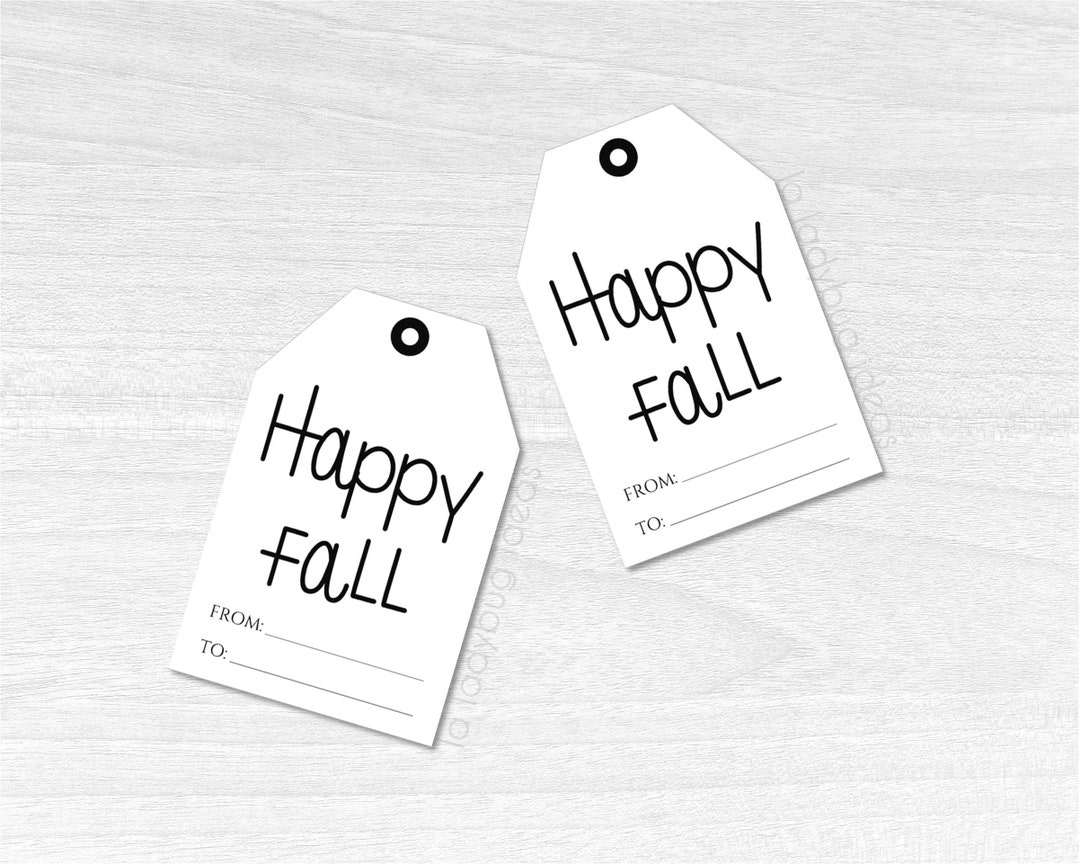 Happy Fall Printable Gift Tags. Tags for Fall Gifts. Printable PDF ...