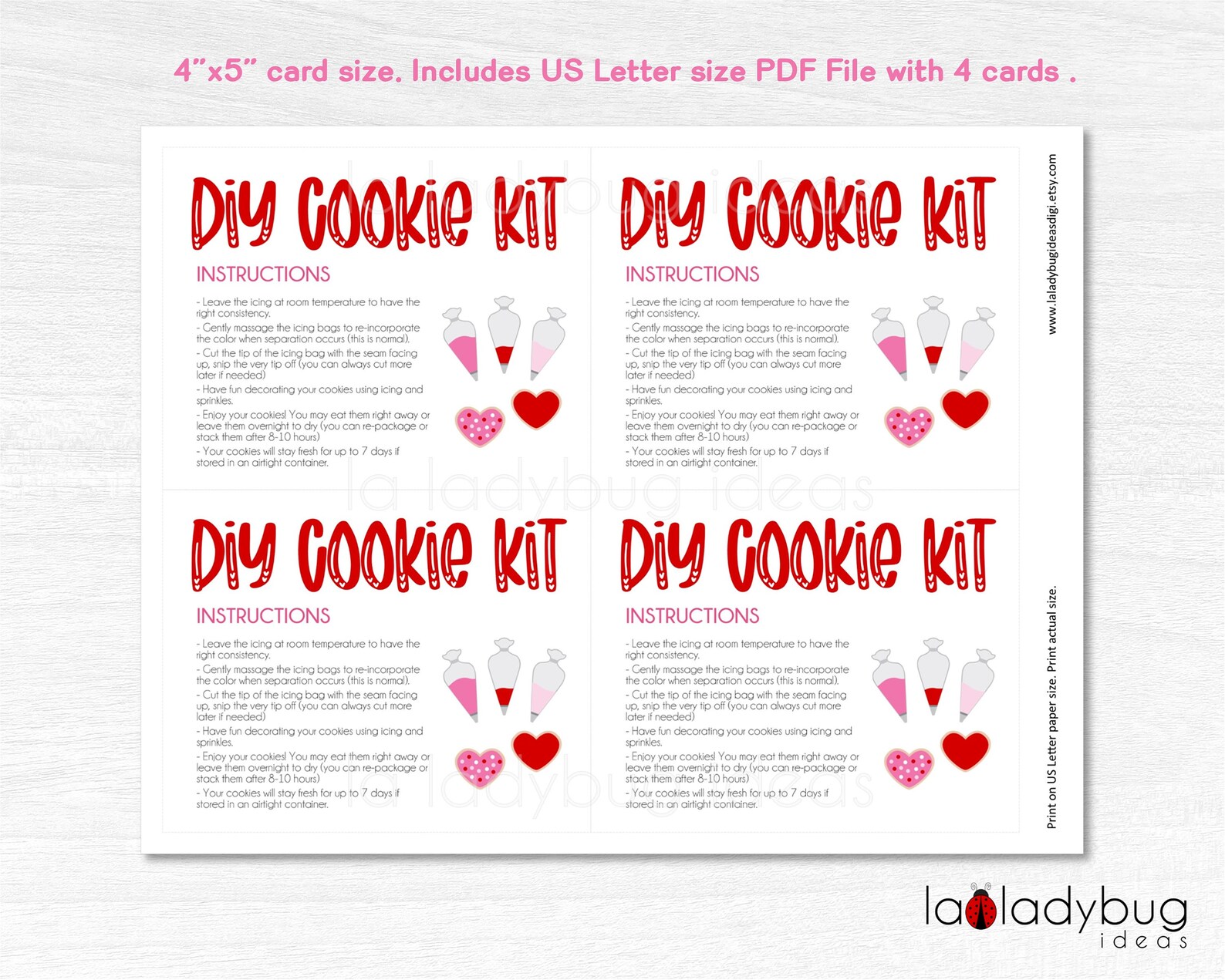 Printable Card for Valentines DIY Cookie Kit Instructions. | Etsy