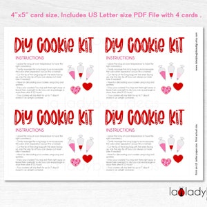 Printable Card for Valentines DIY Cookie Kit Instructions. Printable ...