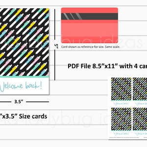 Printable Mini Cookie Card. Back to School Card for Cookies. Digital ...